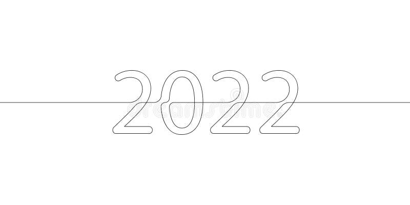 Year 2022 Thin Single Line Drawing, Design Element Continuous Line Art ...