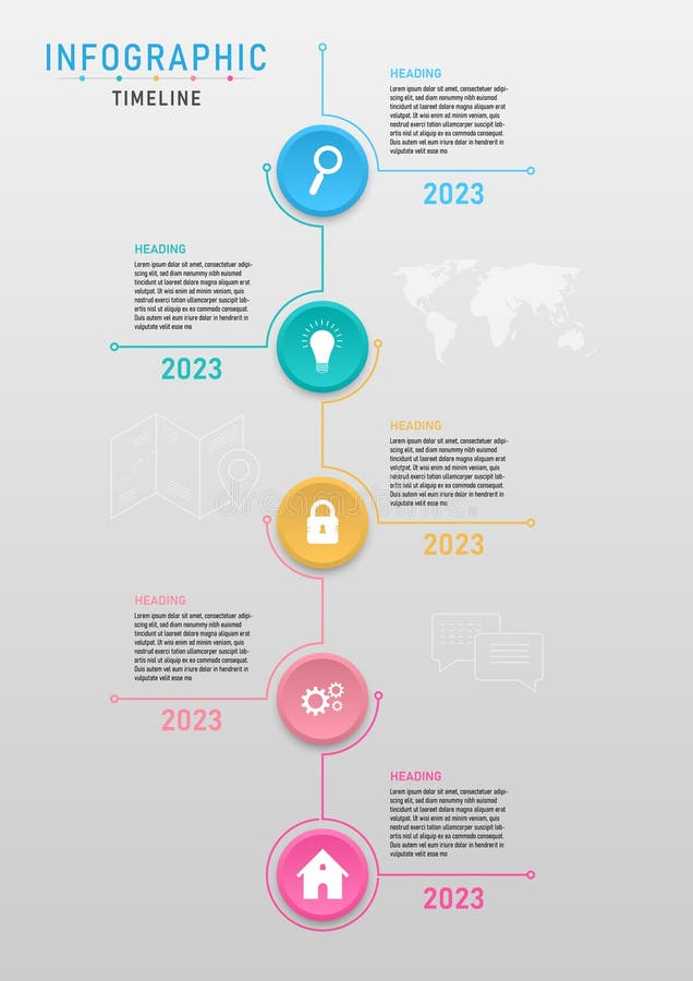 5 Year Timeline Project Infographic Multi Colored Circle Podium ...