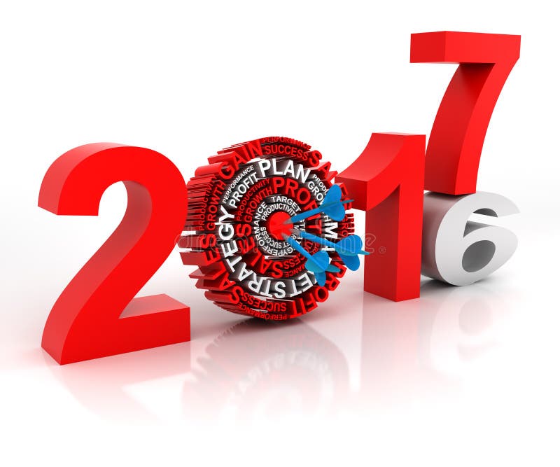 Year 2016 To 2017 Business Target, 3d Render Stock Illustration ...