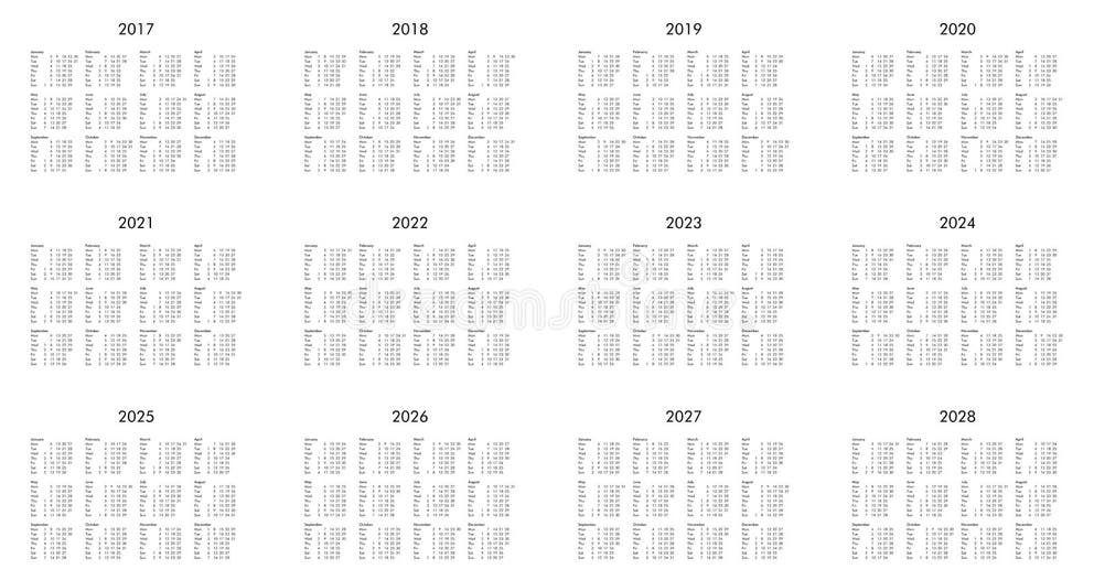 Years Calendar 2022 To 2026 Stock Illustrations – 12 Years Calendar ...