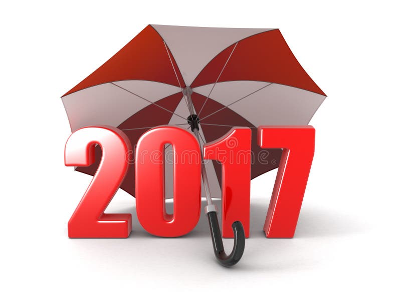 Year 2017 under umbrella stock illustration. Illustration of help ...