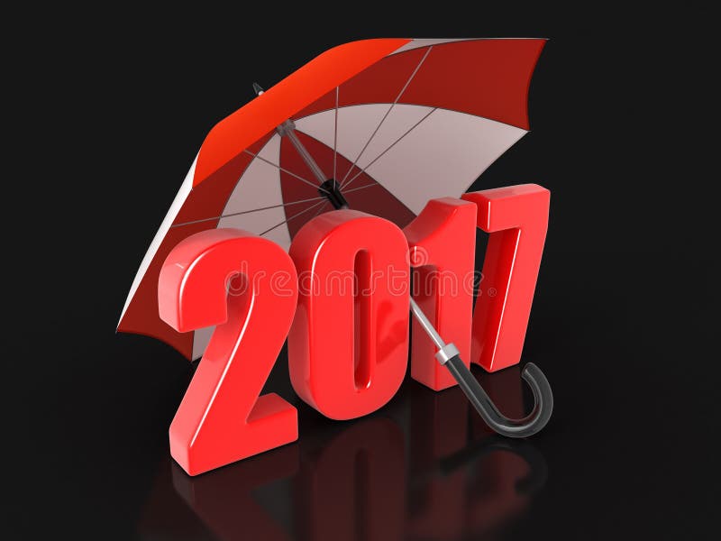 Year 2017 under umbrella stock illustration. Illustration of shape ...