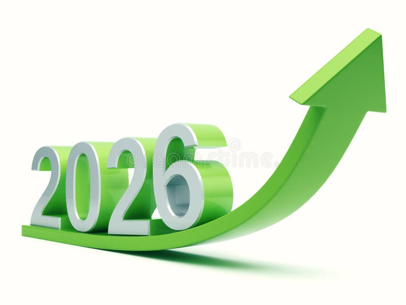 Year 2026 with Upward Green Arrow, Future Growth Projection Stock Photo - Image of opportunity ...