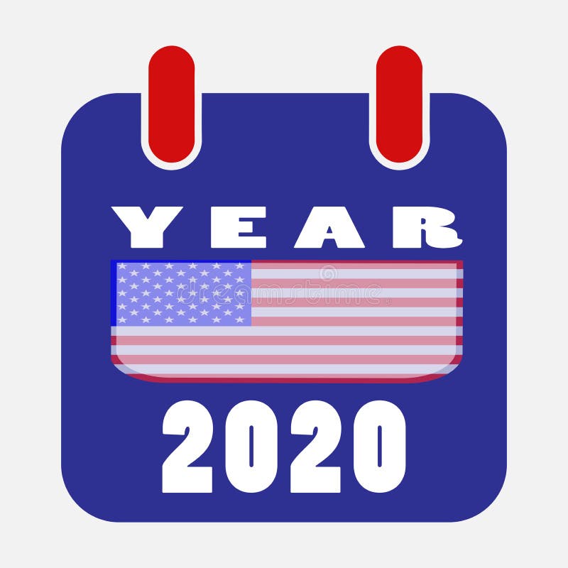 2020 Year Vector Calendar App Icon US Flag Stock Vector - Illustration ...