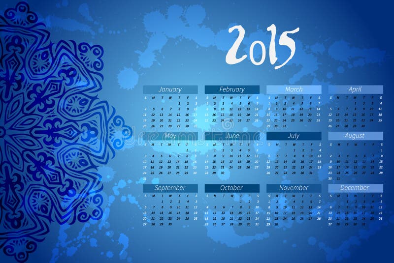 Year Vector Calendar. Indian Mandala Design Stock Vector - Illustration ...