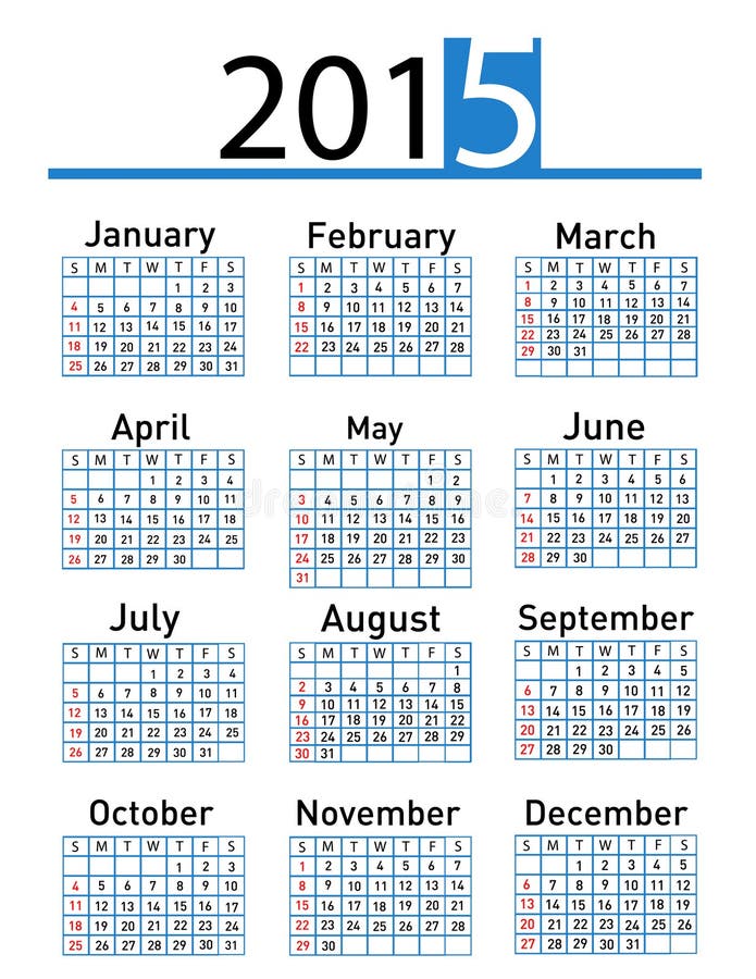 2015 year vector calendar stock vector. Illustration of diary - 45750456