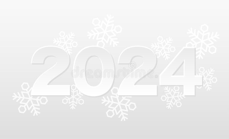 The Year 2024 Vector Monochrome Title Illustration with Snowflakes ...