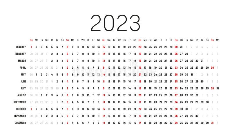 2023 Wall Calendar Layout. Wall Calendar Design for 2023, Schedule Calendar, Events Calendar ...