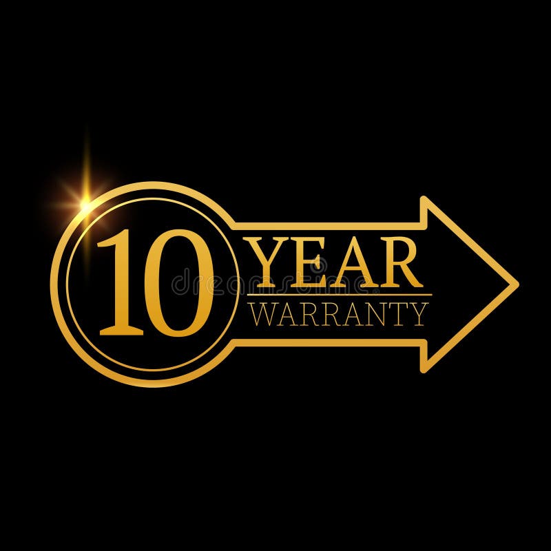 10 Year Warranty Golden Shield Stock Vector - Illustration of symbol ...