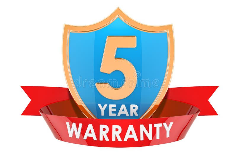 5 Year Warranty Shield, Badge. 3D Rendering Stock Illustration ...