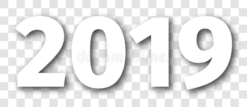 2019 Year White Isolated Number with Shadow Stock Vector - Illustration ...