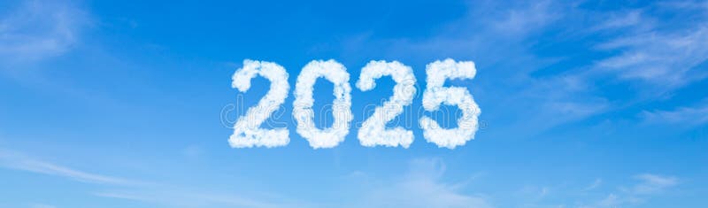 Year 2025 Word Made of Clouds on Blue Sky Background Stock Image ...