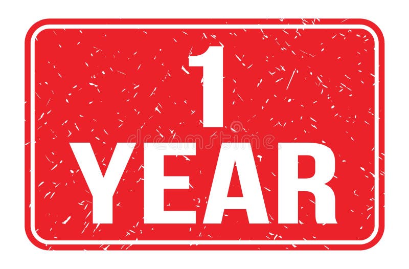 1 YEAR, Words on Red Rectangle Stamp Sign Stock Illustration ...