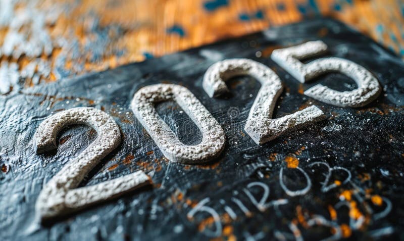 The Year 2025 Written in Bold White Chalk on a Classic Blackboard ...