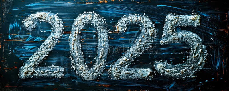 The Year 2025 Written in Bold White Chalk on a Classic Blackboard ...