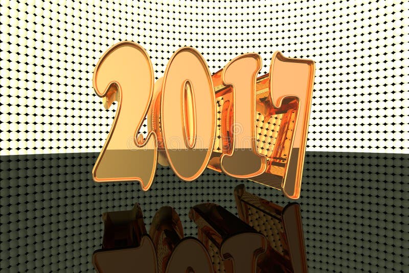 Year 2017 Written in Gold with Lights on the Back Stock Illustration ...