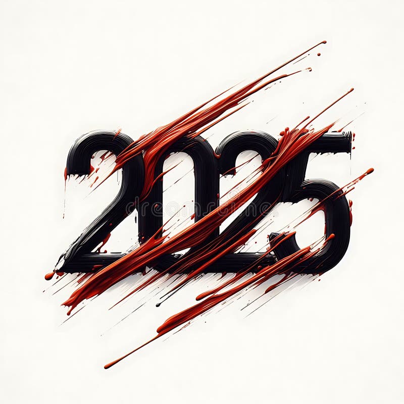 The Year 2025 is Written in Red and Black on a White Background Stock ...