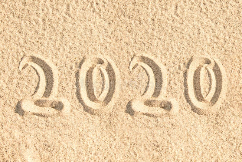 Year 2020 Written in the Sand of a Beach New Year Card Stock Photo ...