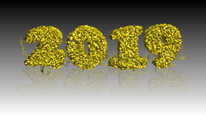 Year 2019 with Reflections - Yellow Design Stock Illustration ...