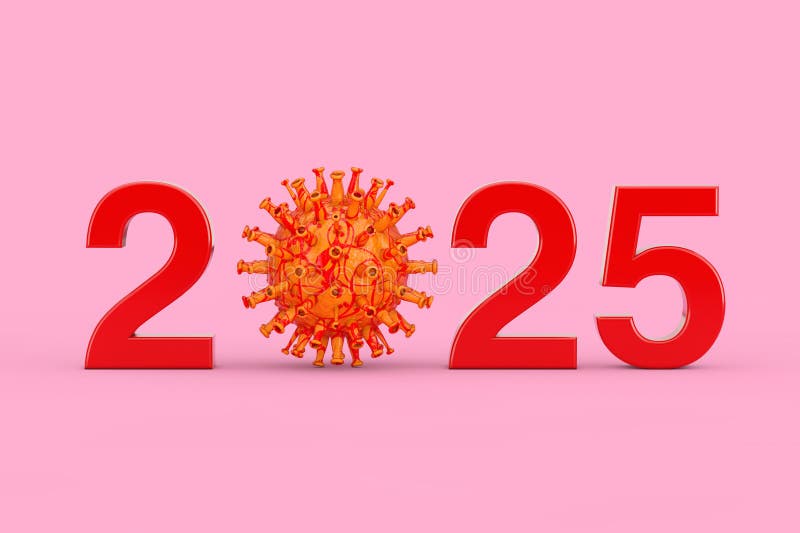 2025 Year with Zero Symbol As COVID-19 Corona Viruses Bacterias on a ...