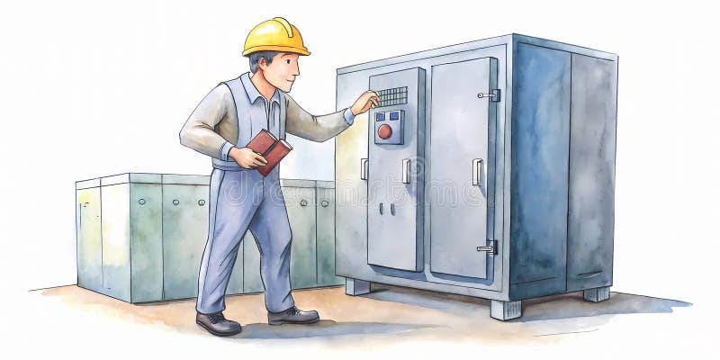 Yearly Preventive Maintenance Thai Electrical Engineer Checks Power ...