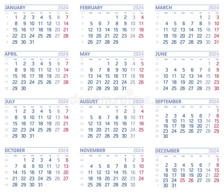 Yearly Vector Calendar Ready To Use in Project by Yourself Stock Vector ...
