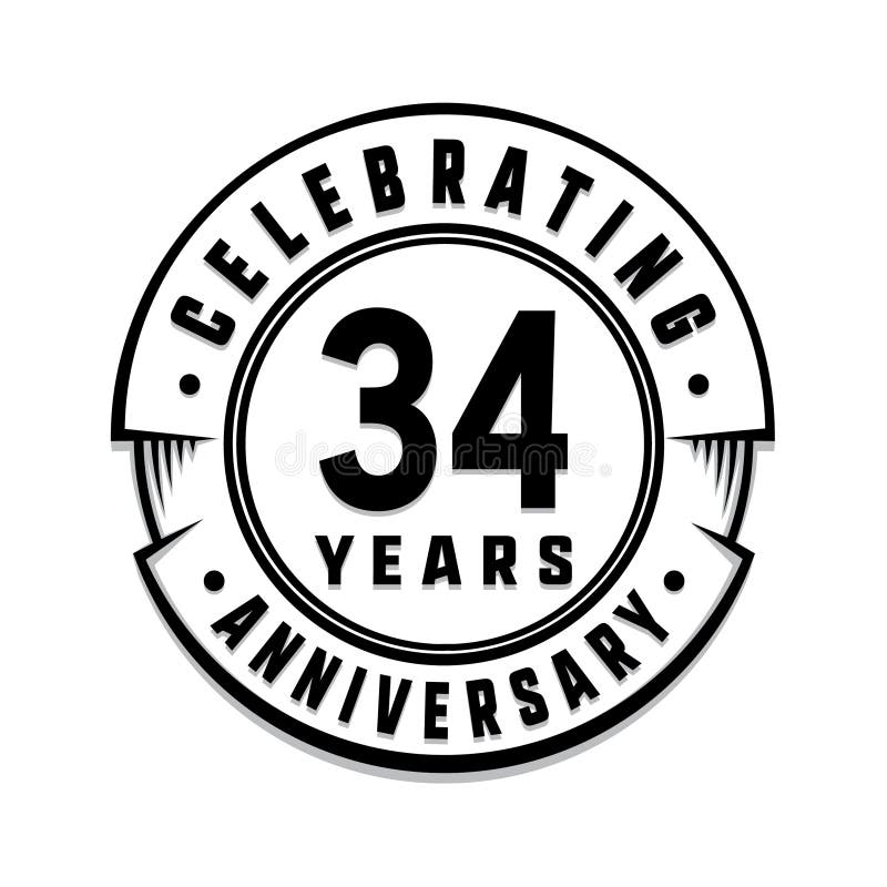 34th Happy Anniversary Celebration Birthday. Stock Vector ...