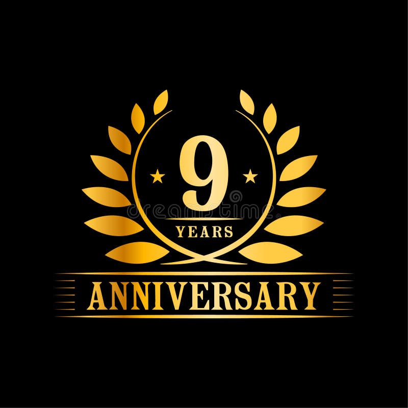 9 Years Anniversary Celebration Logo. 9th Anniversary Luxury Design ...