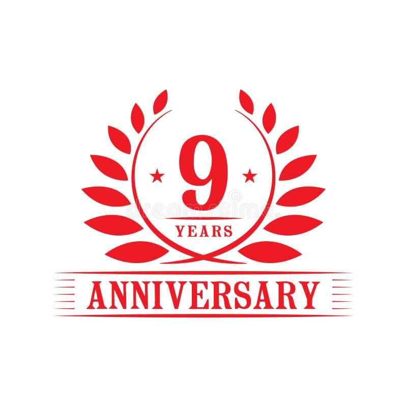 9 Years Anniversary Celebration Logo. 9th Anniversary Luxury Design ...