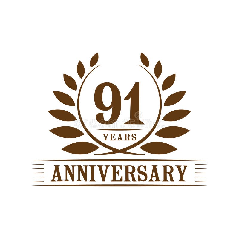 91 Years Anniversary Celebration Logo. 91st Anniversary Luxury Design ...
