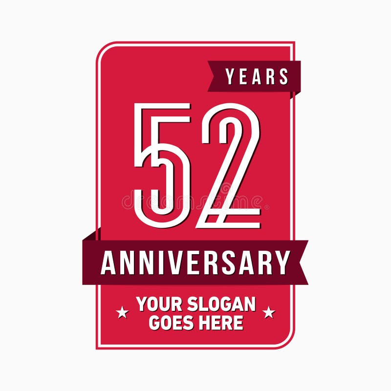 52 Years Celebrating Anniversary Design Template. 52nd Logo. Vector and ...