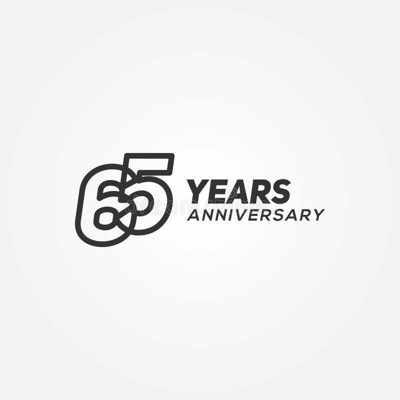 65 Years Anniversary Black Line Number Vector Design Stock Vector ...