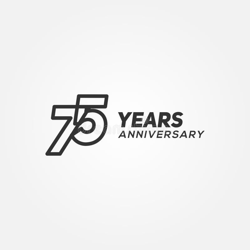 75 Years Anniversary Black Line Number Vector Design Stock Vector ...