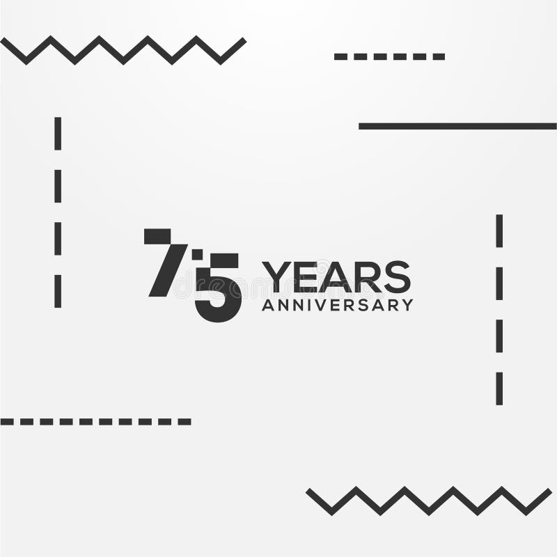 75 Years Anniversary Black Number Vector Design Illustration Stock ...