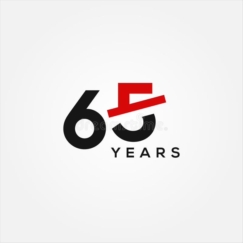65 Years Anniversary Black Red Elegant Design Stock Vector ...