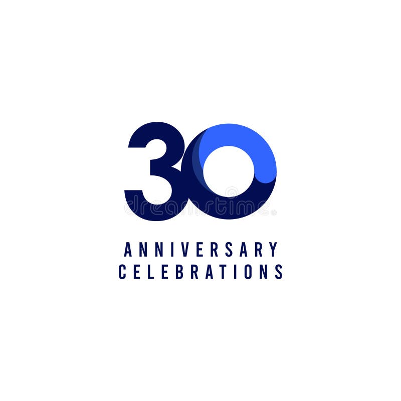 30 Years Anniversary Celebration Blue Vector Template Design ...