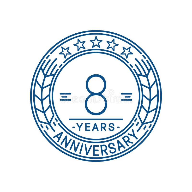 8 Years Anniversary Celebration Logo Template. 8th Line Art Vector and ...