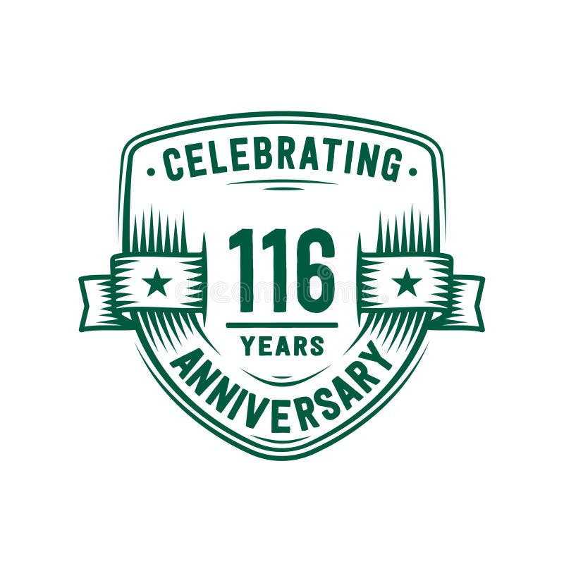 116 Years Anniversary Celebration Shield Design Template. 116th ...