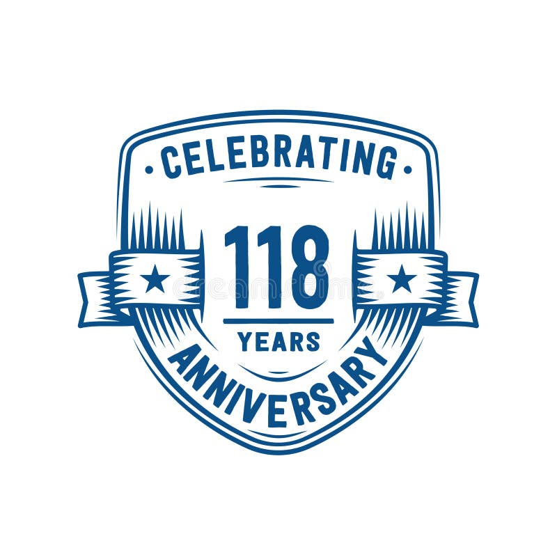 118 Years Anniversary Celebration Shield Design Template. 118th ...