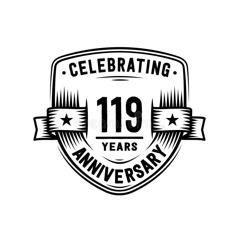 119 Years Anniversary Celebration Shield Design Template. 119th ...