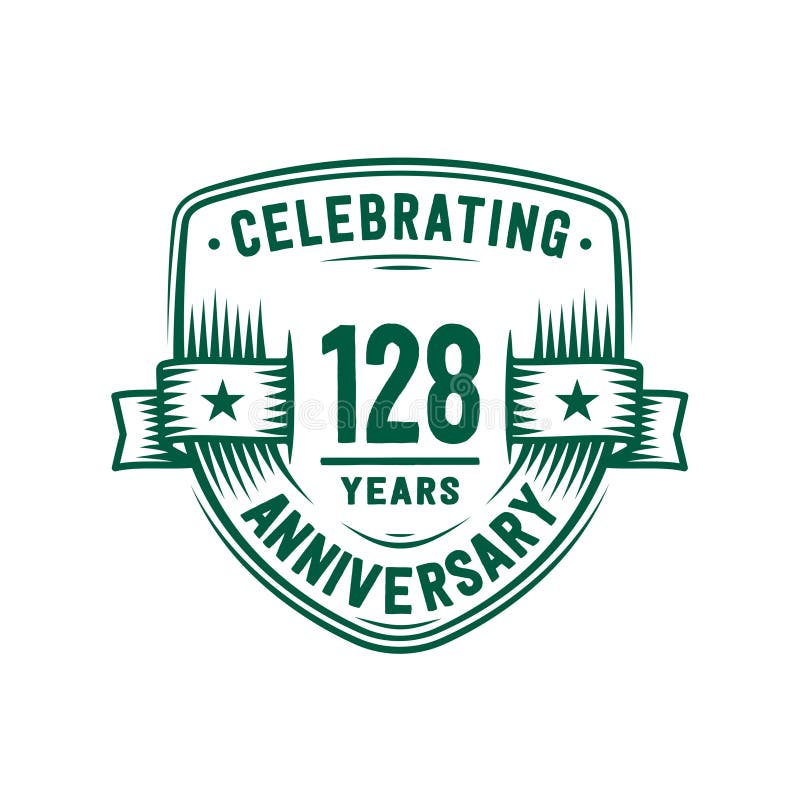 128 Years Anniversary Celebration Shield Design Template. 128th ...