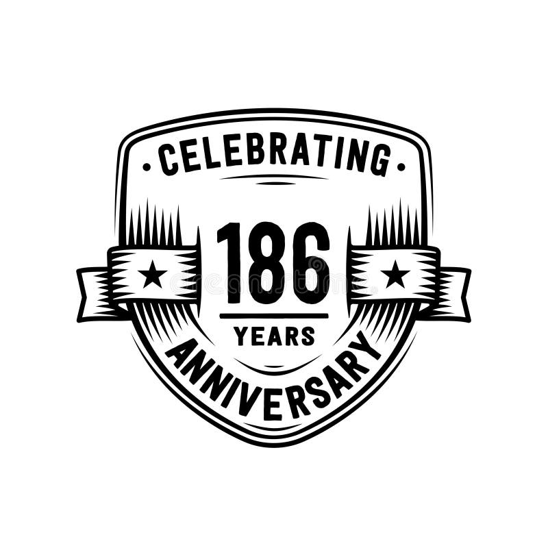 186 Years Anniversary Celebration Shield Design Template. 186th ...