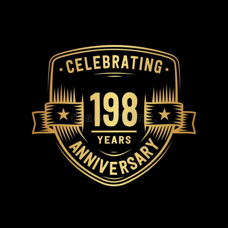 198 Years Anniversary Celebration Shield Design Template. 198th ...