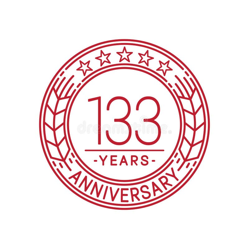 133 Years Anniversary Celebration Logo Template. 133rd Line Art Vector ...