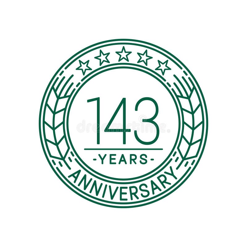 143 Years Anniversary Celebration Logo Template. 143rd Line Art Vector ...