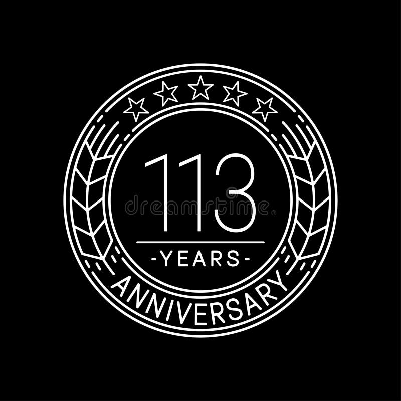 113 Years Anniversary Celebration Logo Template. 113th Line Art Vector ...