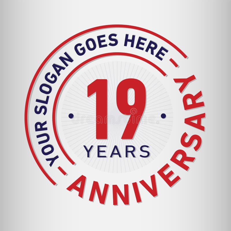 19 Years Anniversary Celebration Design Template. Anniversary Vector ...