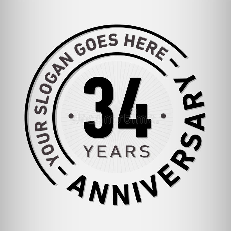 34 Years Anniversary Celebration Design Template. Anniversary Vector ...