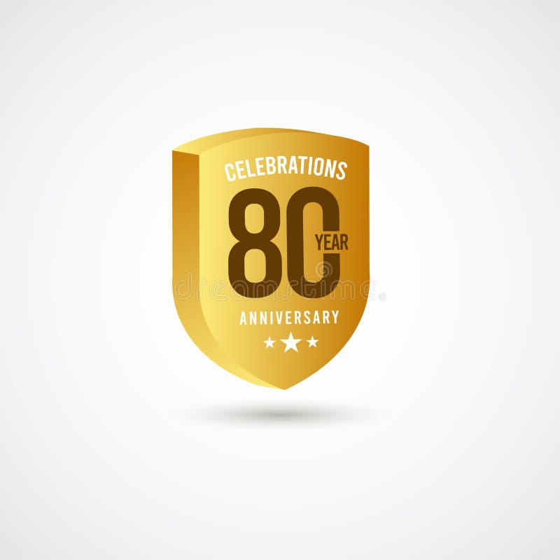 80 Years Anniversary Celebration Gold 3 D Vector Label Logo Template ...