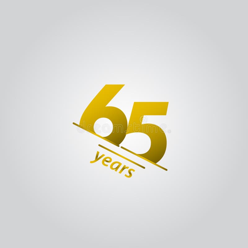 65 Years Anniversary Celebration Gold Line Vector Template Design ...